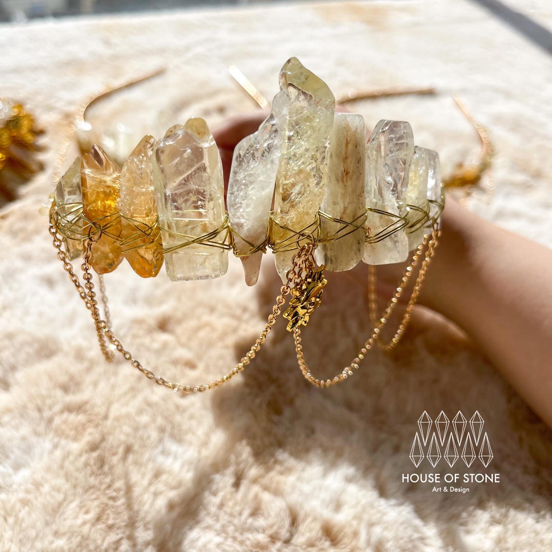 Natural Crystal Citrine Quartz Crown/citrine Chips Festival Fairy Tiara ...