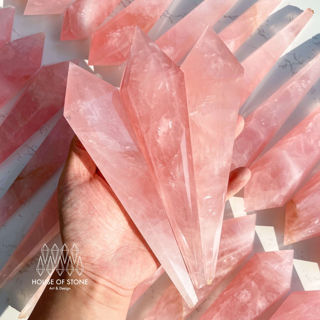 Affordable Natural Rose Quartz Crystal Point/flawed or Low-quality Rose ...