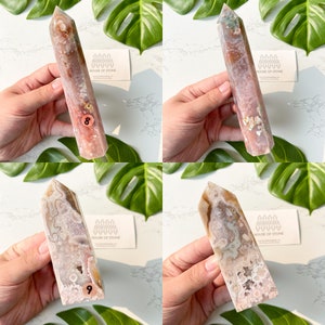 Natural Flower Agate Point Tower/large Flower Agate Quartz Obelisk ...