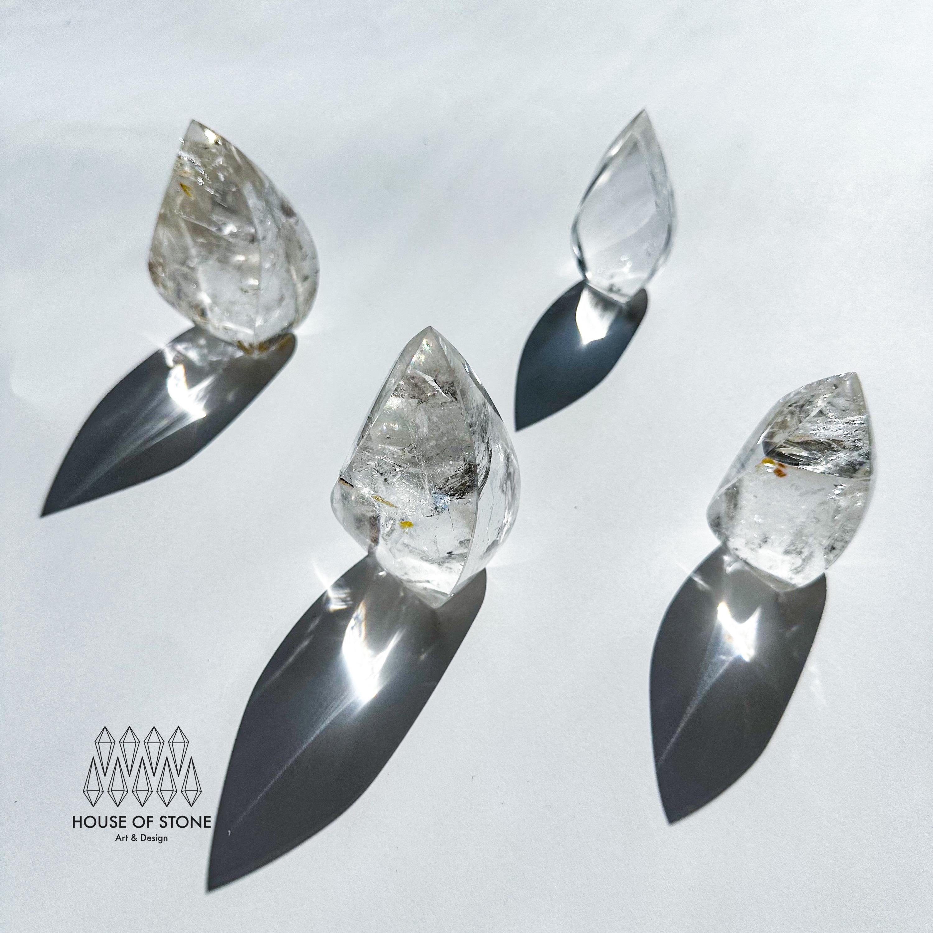 Natural Rainbow Clear Quartz Flame/hand Carved Clear Quartz Crystal ...