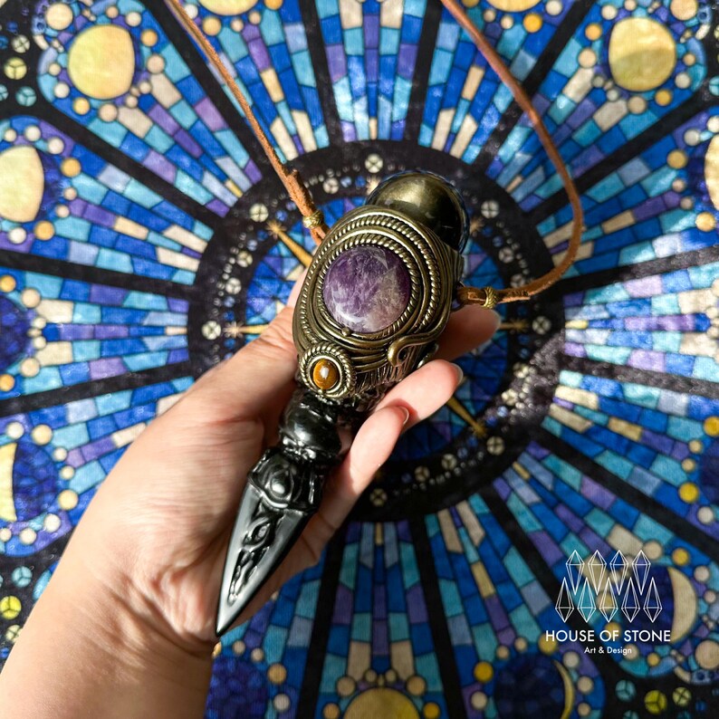 Handmade Natural Gold Obsidian Pendant Necklace/magic Black Obsidian ...