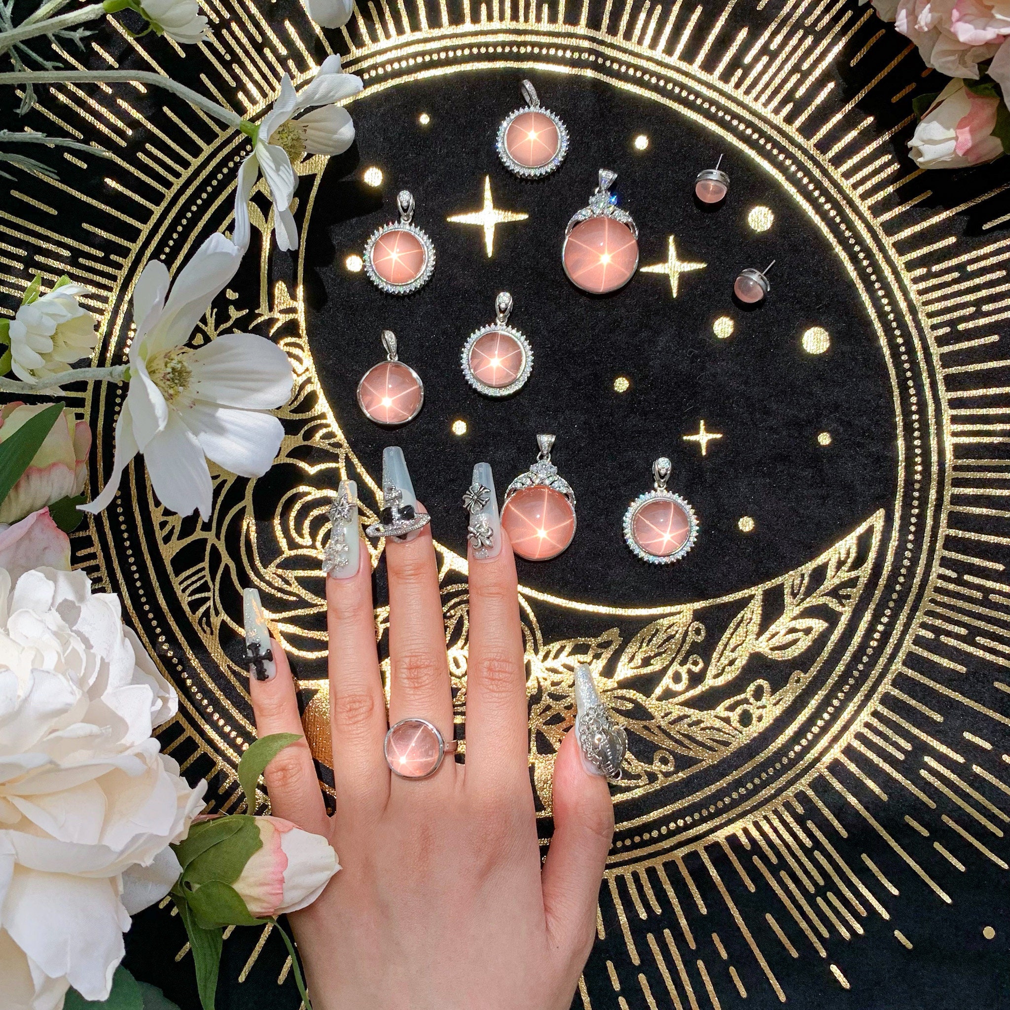 Star Rose Quartz Pendant/high Quality Starlight Rose Quartz - Etsy