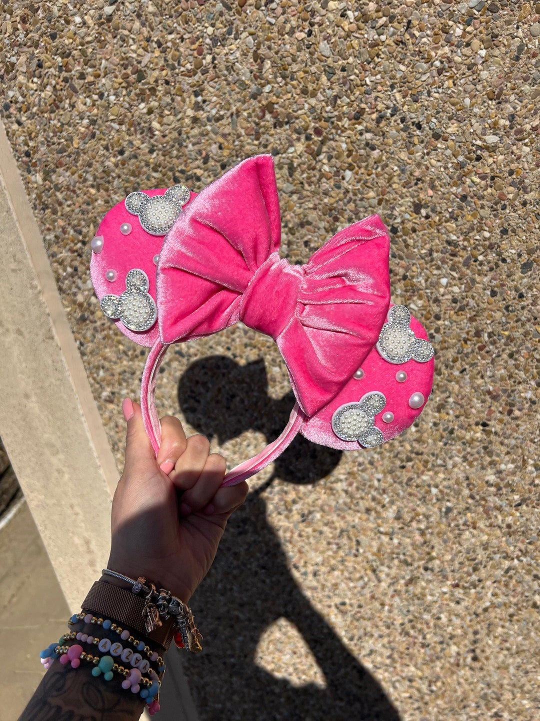 Hot Pink Velvet Mouse Ears - Etsy