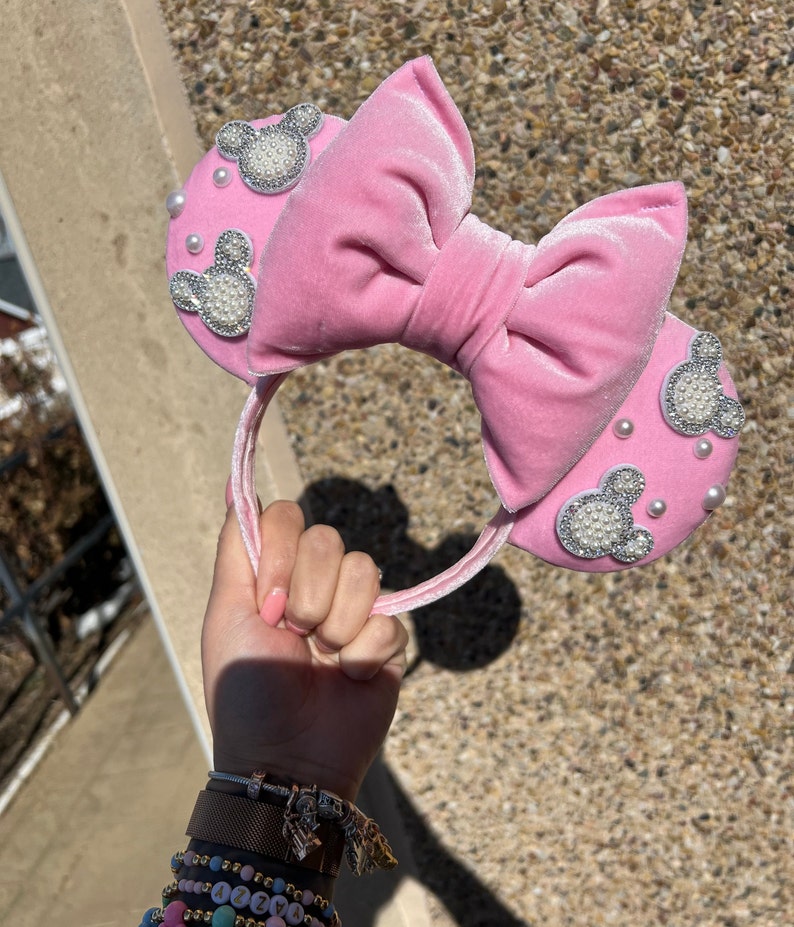 Pink Velvet Mouse Ears - Etsy