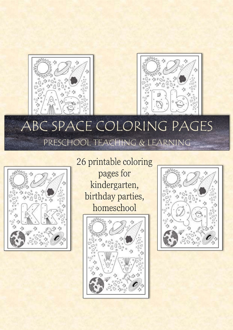 ABC Space Coloring Pages, Preschool Teaching & Learning, Tots Birthday ...