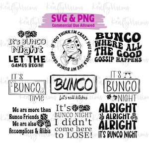 Funny Bunco SVG/PNG Bundle, Bunco Night, Girl's Trip, Girl's Night ...