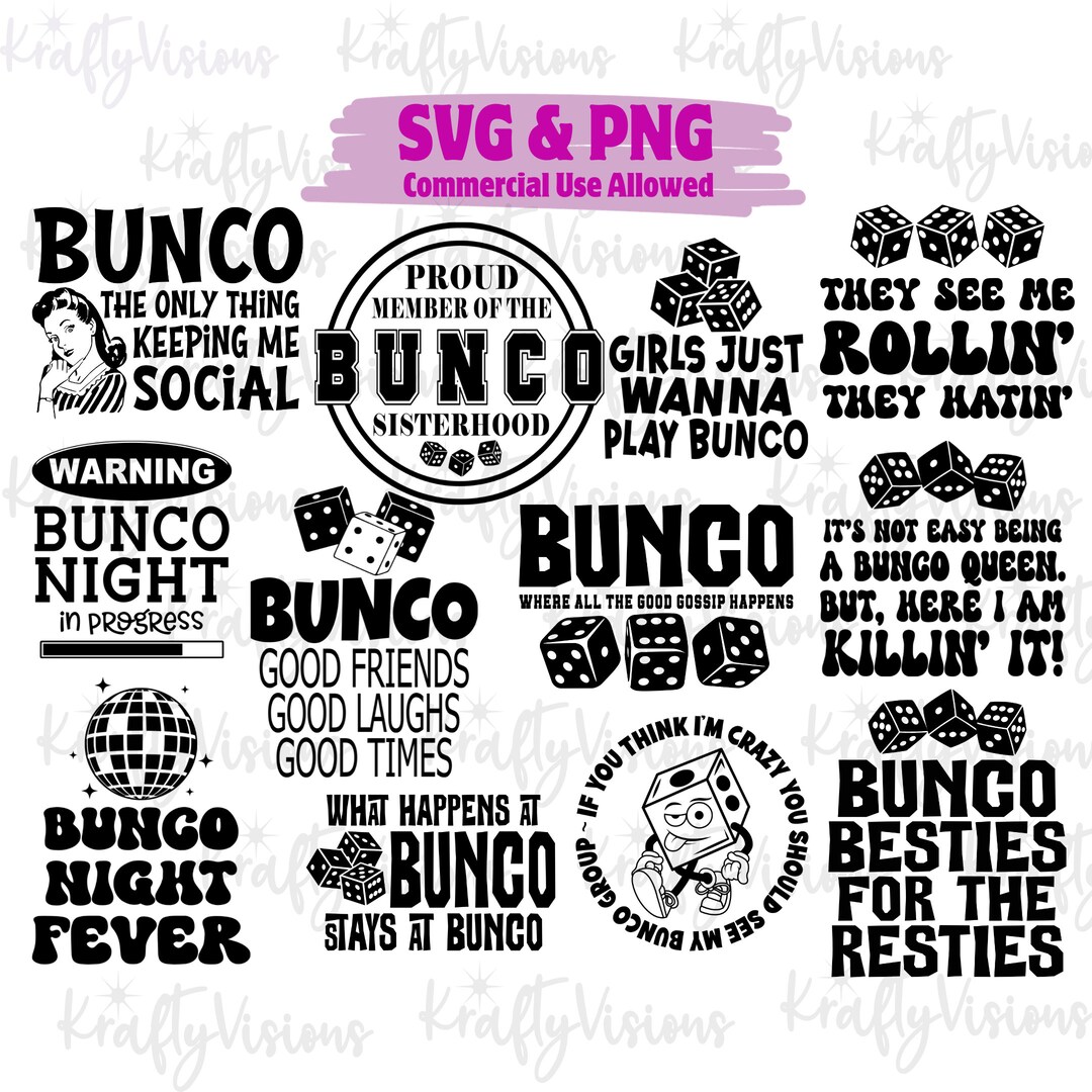 Bunco SVG Bundle, Bunco PNG, Bunco Night, Bunco Game, Bunco Shirt ...