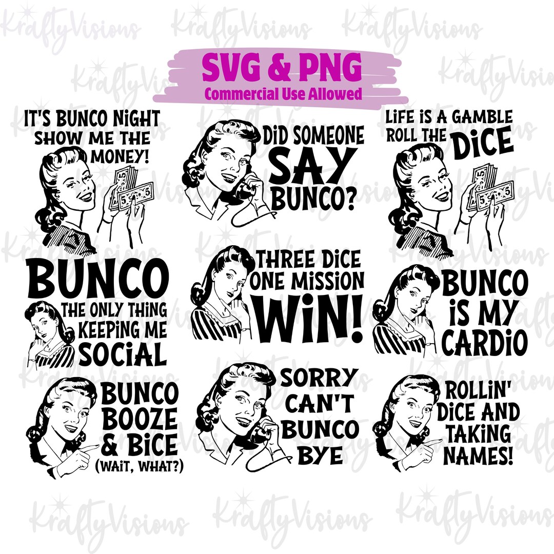 Funny Bunco Night SVG Bundle, Bunco PNG, Bunco Night, Girl's Night ...
