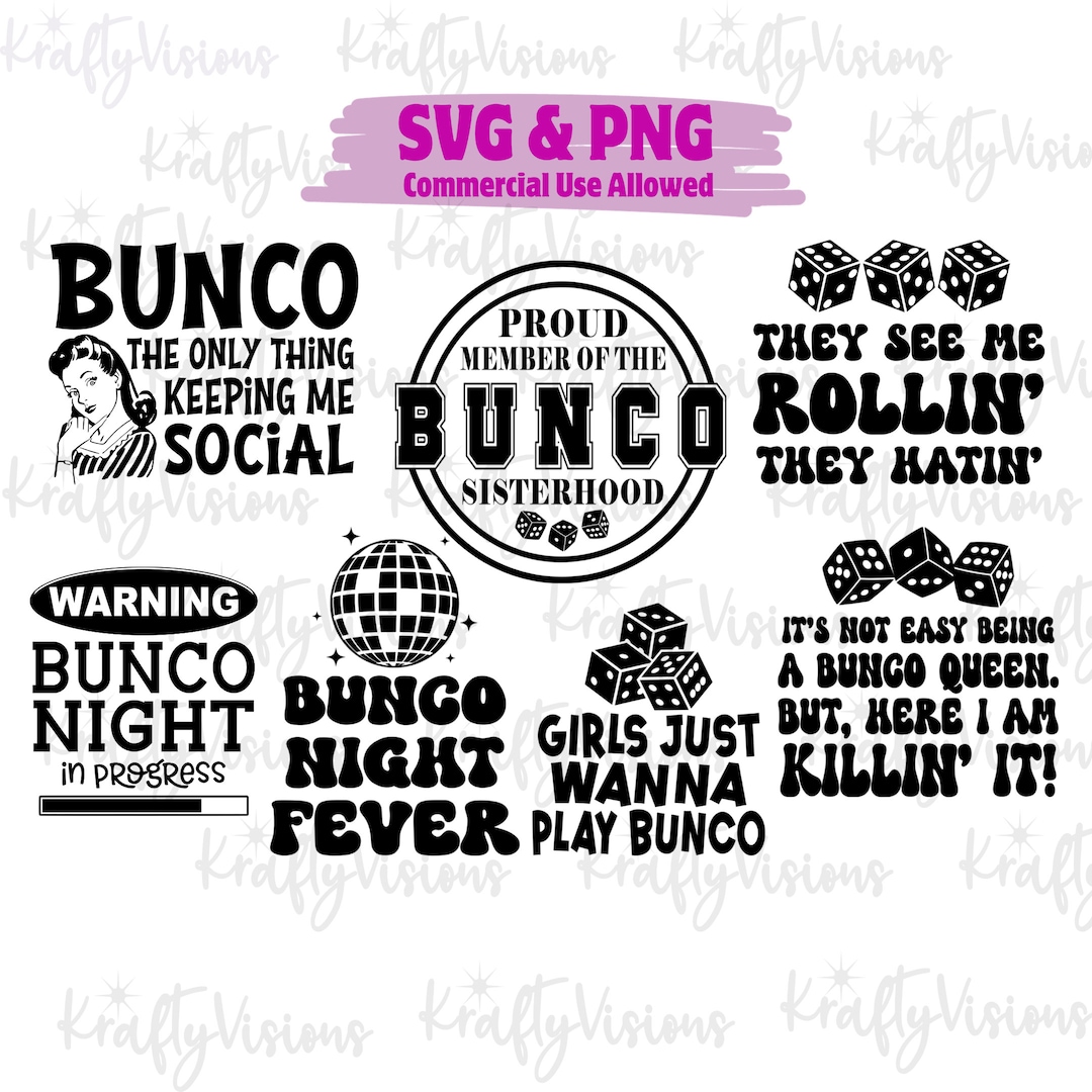 Bunco SVG, Bunco PNG, Bunco Game, Bunco Dice, Bunco Night, Bunco Gift ...
