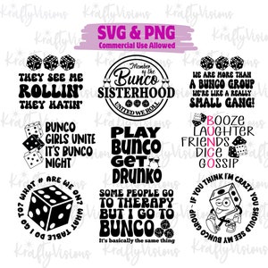 Bunco SVG Bundle, Bunco PNG, Bunco Night, Bunco Game, Bunco Shirt ...