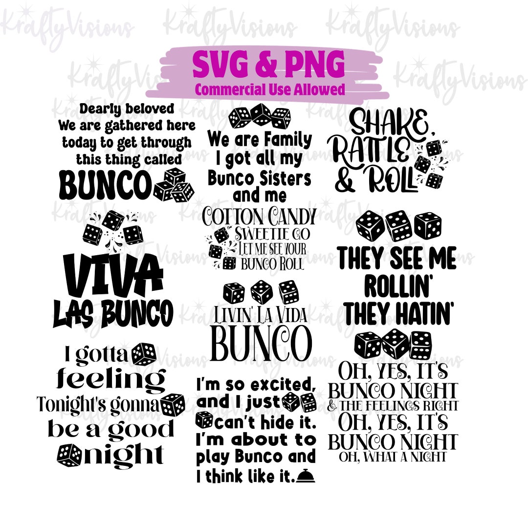 Bunco SVG, Bunco PNG, Bunco Night, Bunco Game, Bunco Girls, Bunco Group ...