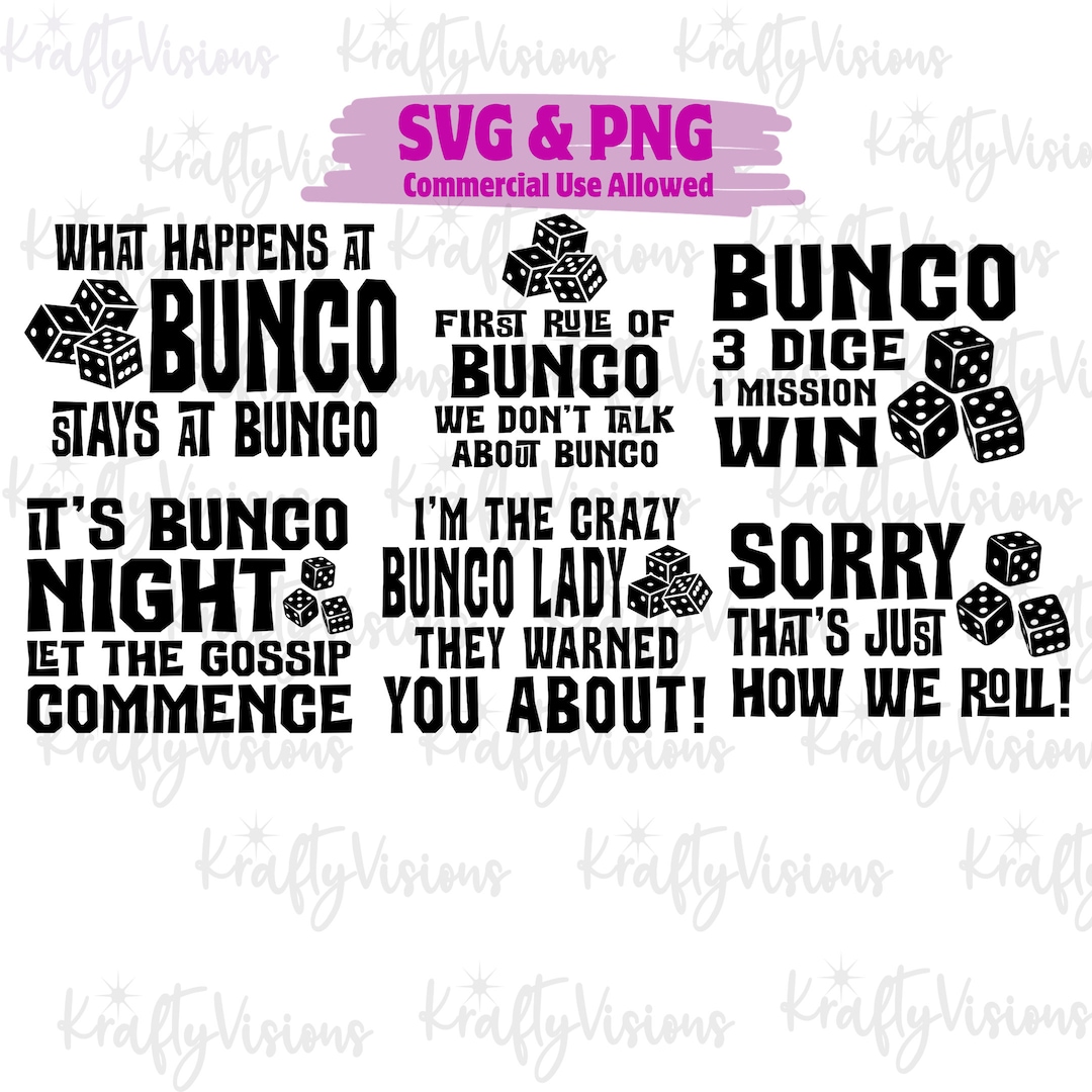 Bunco SVG, Bunco PNG, Bunco Game, Bunco Dice, Bunco Night, Bunco Gift ...