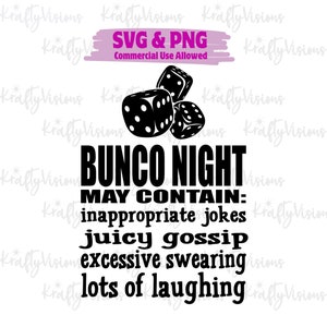 Bunco SVG, Bunco PNG, Bunco Night SVG, Bunco Game, Bunco Night, Bunco ...