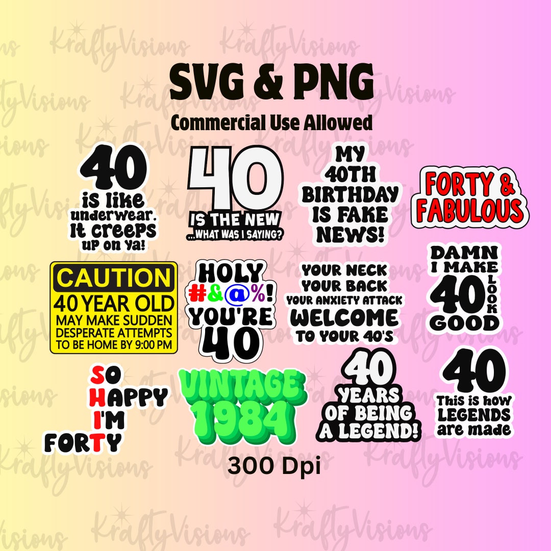 Funny 40th Birthday SVG, 40th Bday PNG, Happy 40th Birthday, 1984 ...