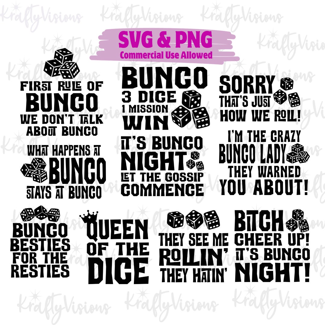 Bunco SVG Bundle, Bunco PNG, Bunco Night, Bunco Game, Bunco Shirt ...