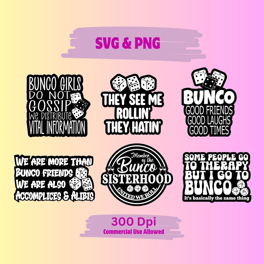 Bunco SVG Bundle, Bunco PNG, Bunco Night, Bunco Game, Bunco Shirt ...