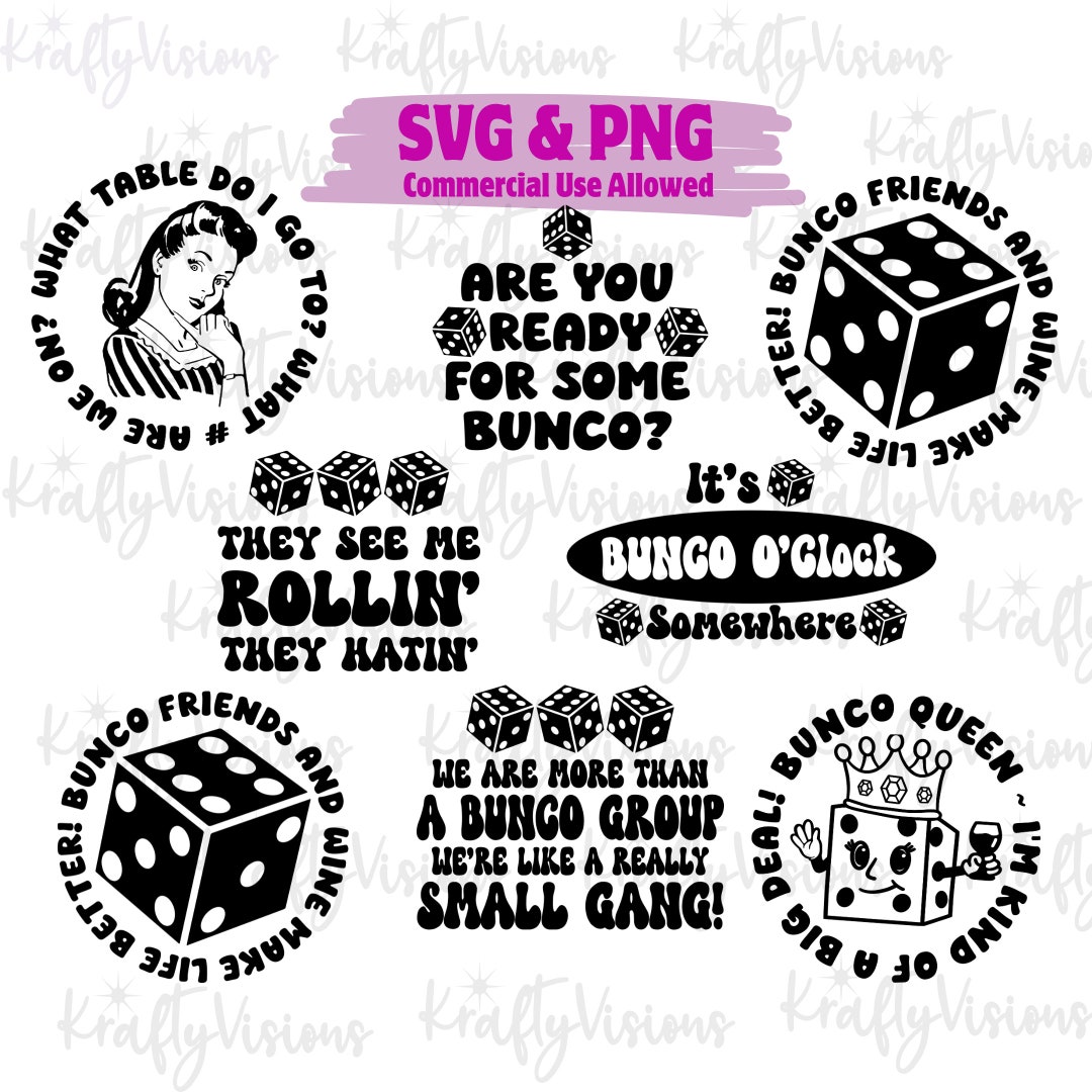Bunco SVG Bundle, Bunco PNG, Bunco Night, Bunco Game, Bunco Shirt ...