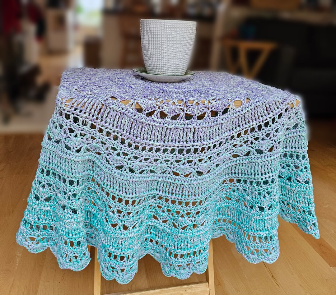 Wagon Wheel Rug. Cotton Afghan. Pastel Decor. Crochet Tablecloth ...