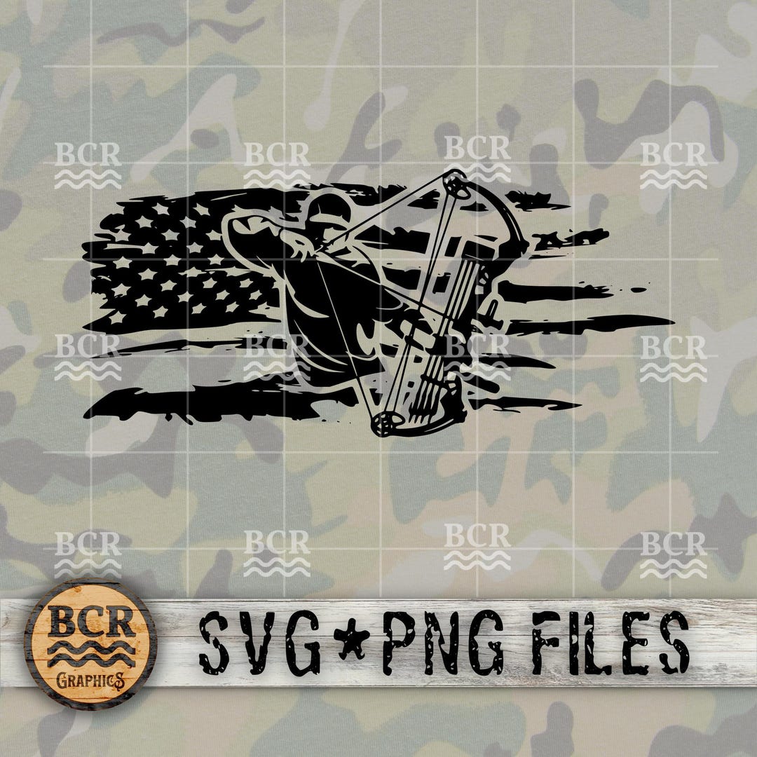 American Bowhunter SVG, Bow Hunting Flag SVG, American Flag Hunting SVG ...