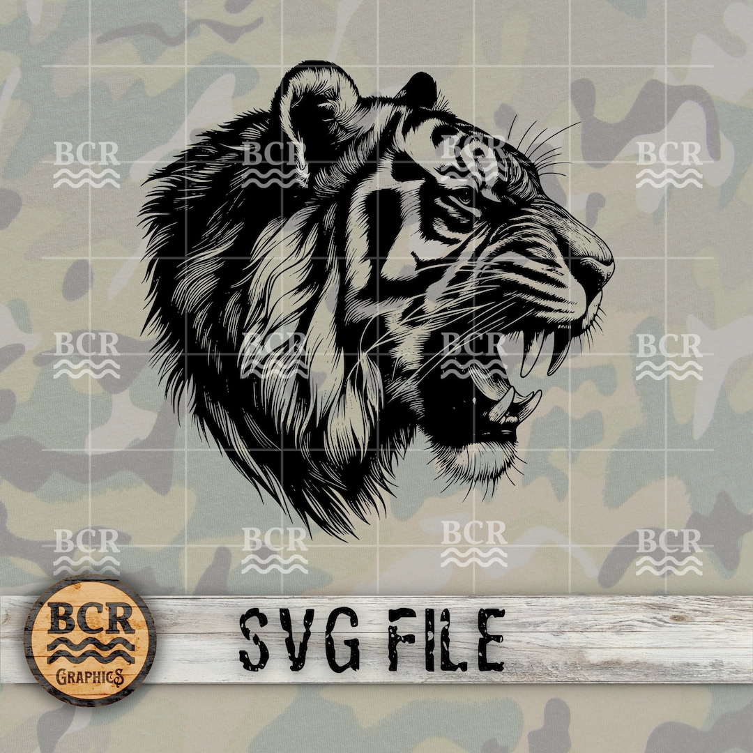 Roaring Tiger SVG, Bengal Tiger SVG, Roaring Tiger Head SVG, Tiger ...