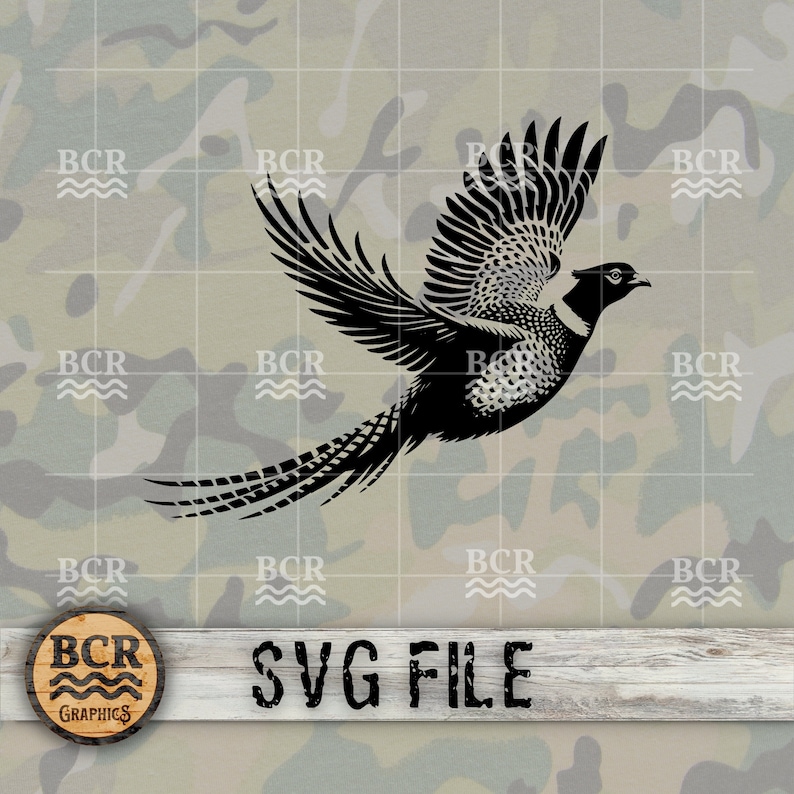 Ring Necked Pheasant SVG, Flying Pheasant SVG, Pheasant Digital ...