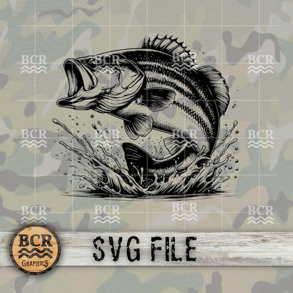 Bass Fishing Svg - Etsy