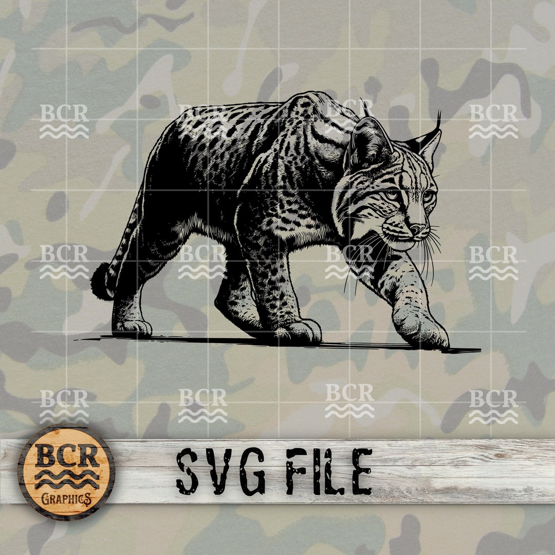 Bobcat SVG, Stalking Bobcat SVG, Bobcat Hunting SVG, Bobcat Digital ...