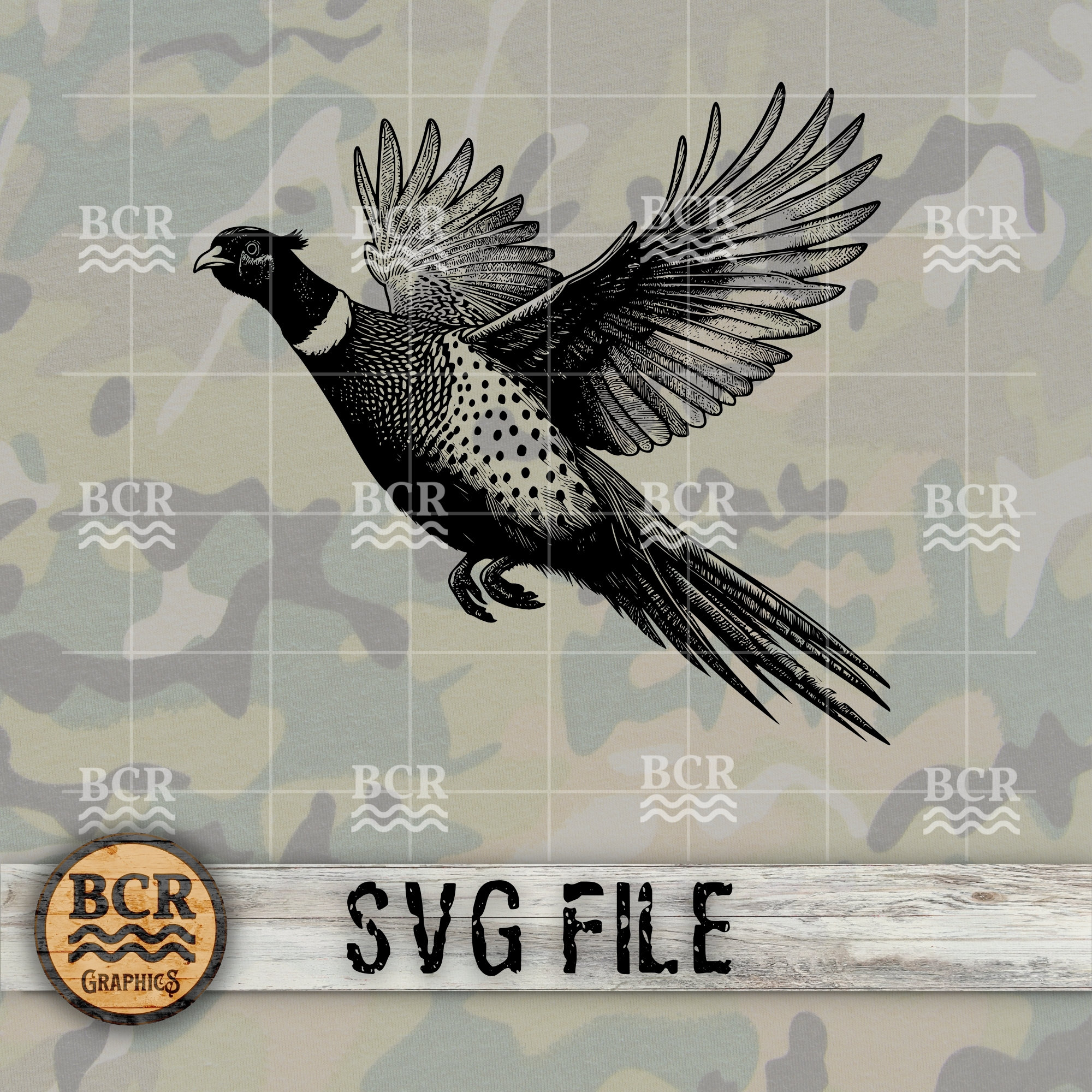 Ring Necked Pheasant SVG, Flying Pheasant SVG, Pheasant Digital ...