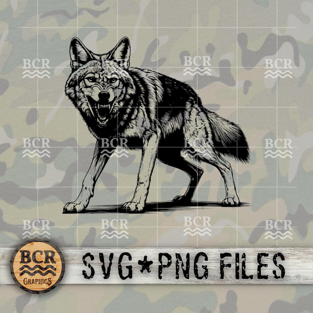 Coyote SVG, Aggressive Coyote SVG, Coyote Hunting SVG, Coyote Digital ...