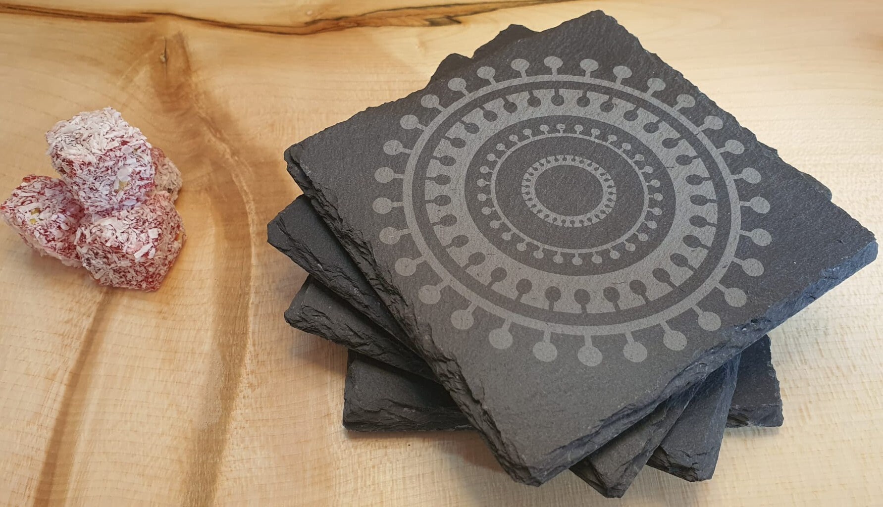 Elegant Set of Four Circular-pattern Engraved Cornish Slate - Etsy