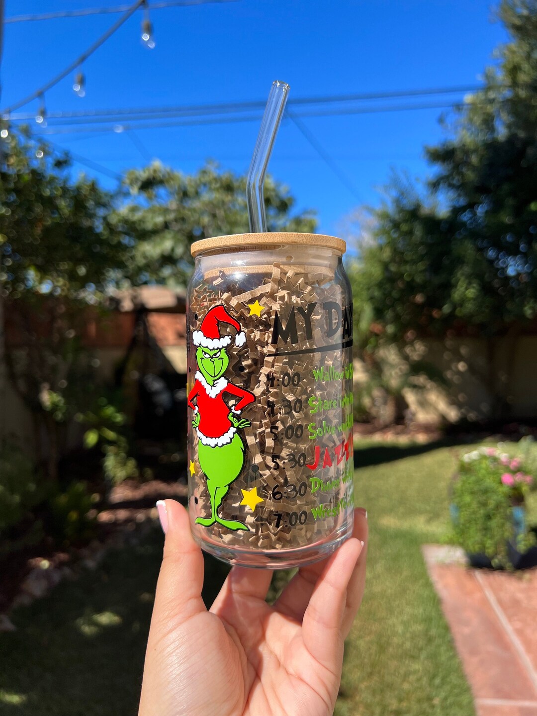 Grinch Glass Cup How the Grinch Stole Christmas Christmas - Etsy
