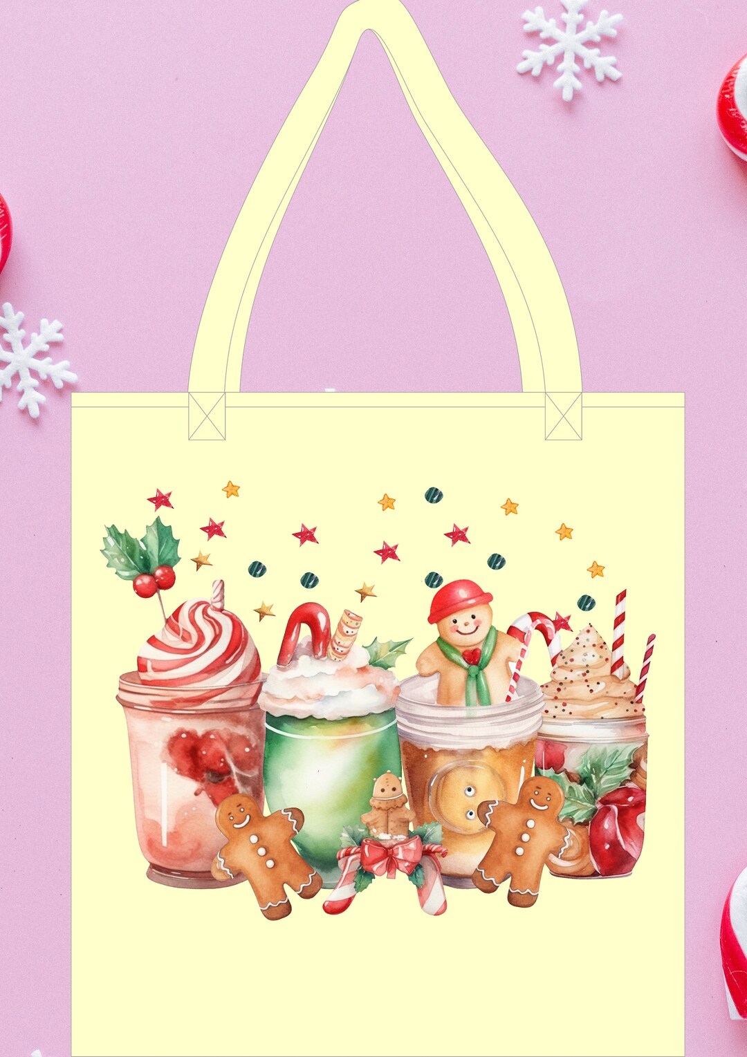 Tote Bag Christmas Tote Carrying Bag Gingerbread Carrying Tote - Etsy