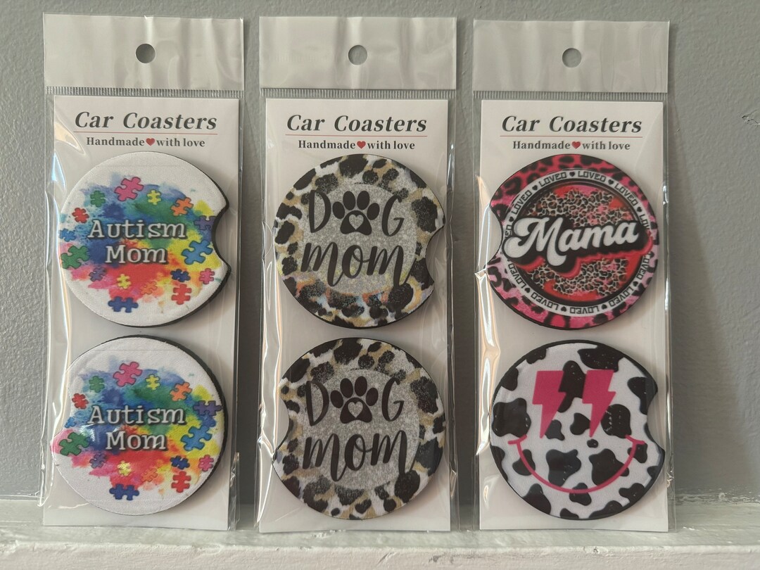 Dog Mom Car Coasterscoasters for Carcustom Coasterscute Coasters for ...