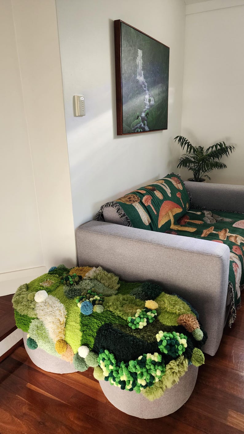 DIY Latch Hook Moss Rug Kit: Forest Green Yarn Craft - Etsy