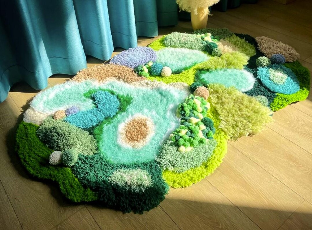 DIY Blue Lake Moss Rug Making Kit | Latch Hook Moss Mat Kit | DIY Kit ...
