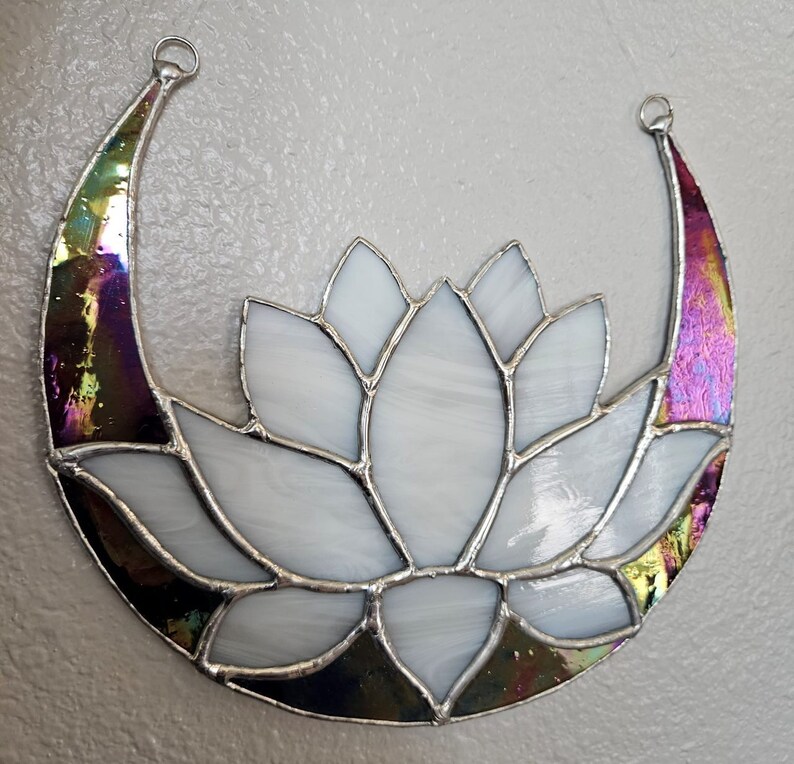 Stained Glass Lotus Flower in Moon - Etsy