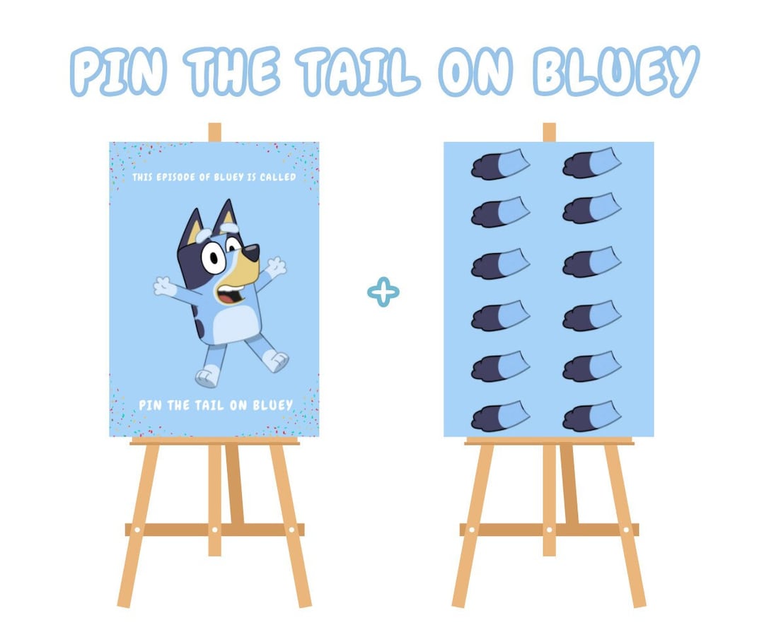 Pin the Tail Game Pin the Tail on Bluey Color Blue Bluey Party Favors ...