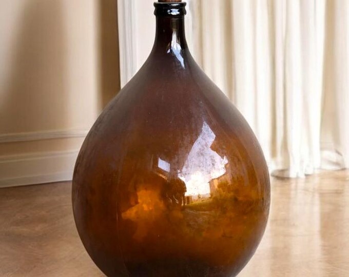 Vintage Olive Green Glass Demijohn Bottle With Cork Stopper - Etsy