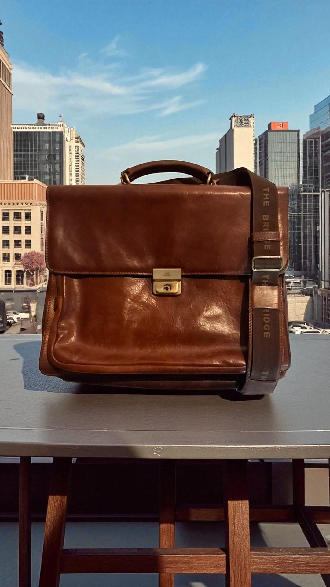 Vintage the Bridge Leather Briefcase – Italian Brown Leather Messenger ...