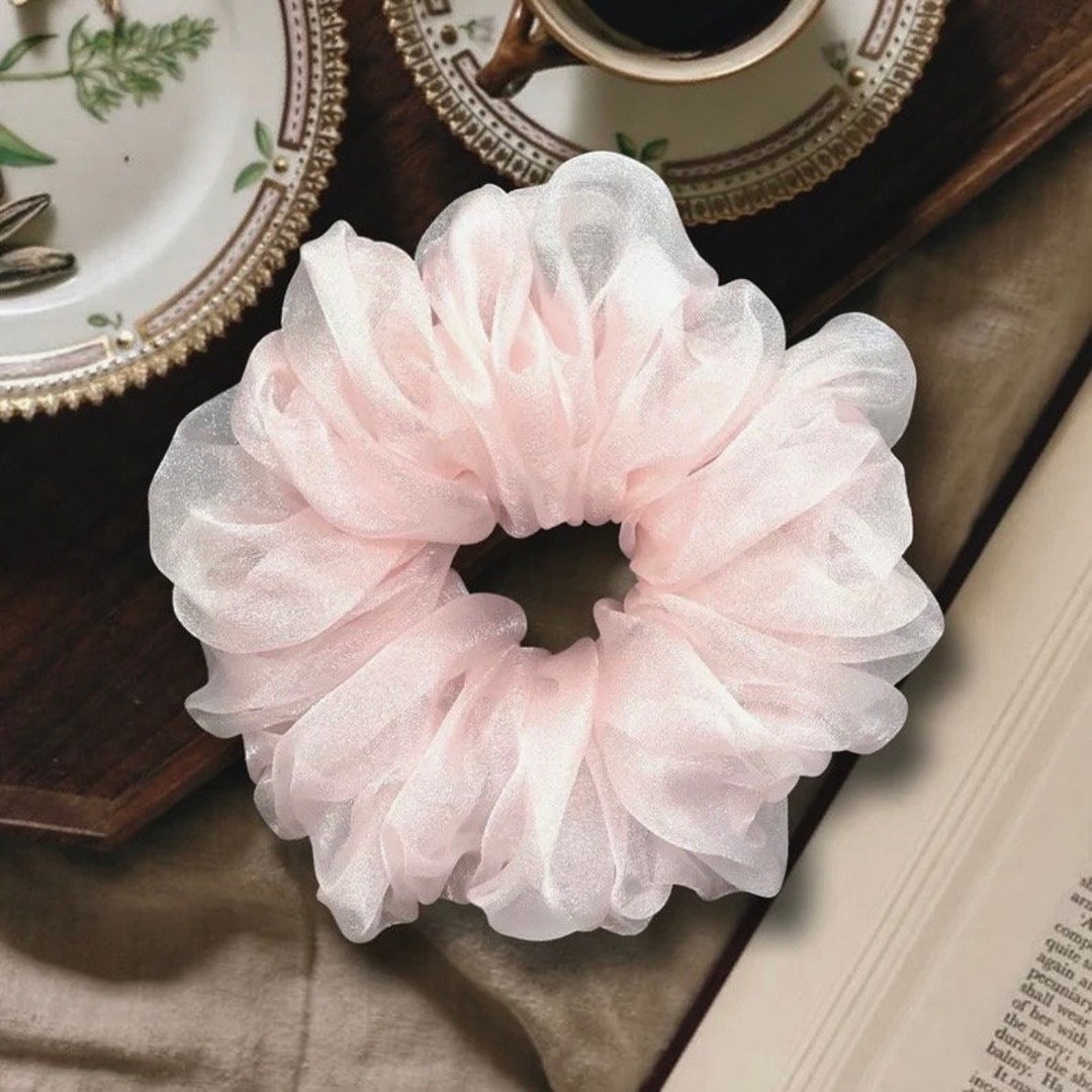 DIARY - Light Pink/ Pastel Pink Organza Scrunchies - Hair Ties - Hair ...