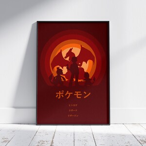Pokemon Poster, Charizard Evolution, Pokemon Print, Charmander ...