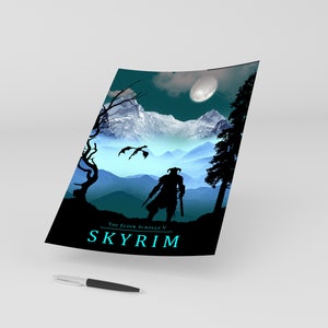 Skyrim Elder Scrolls Poster, Gaming Print, Fan Art, Posters, Gaming ...