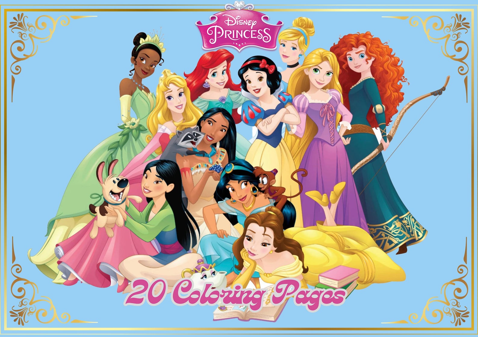 20 Princess Coloring Pages | Digital Art - Etsy