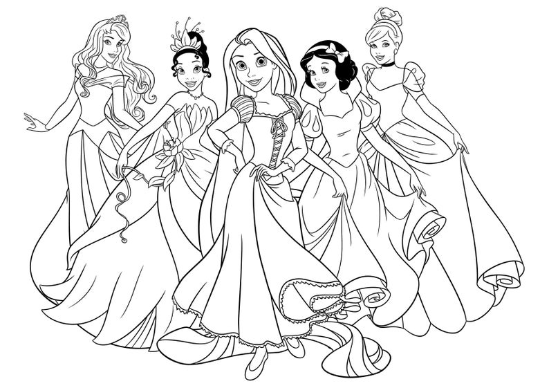 20 Princess Coloring Pages | Digital Art - Etsy