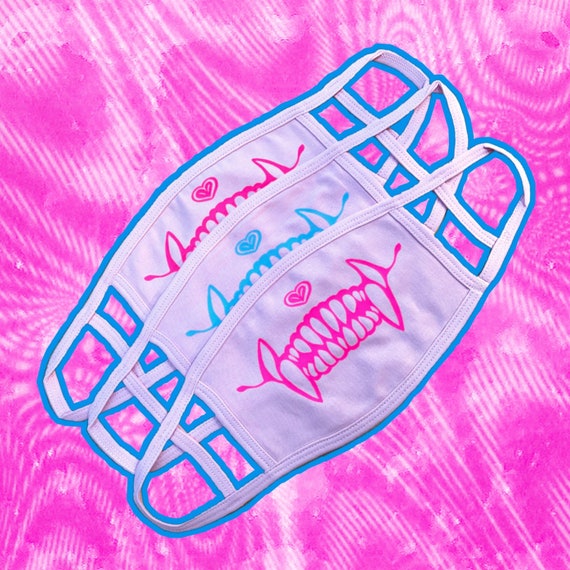 Yokai Adult Size Face Mask pink Pastel Goth Yami Kawaii - Etsy