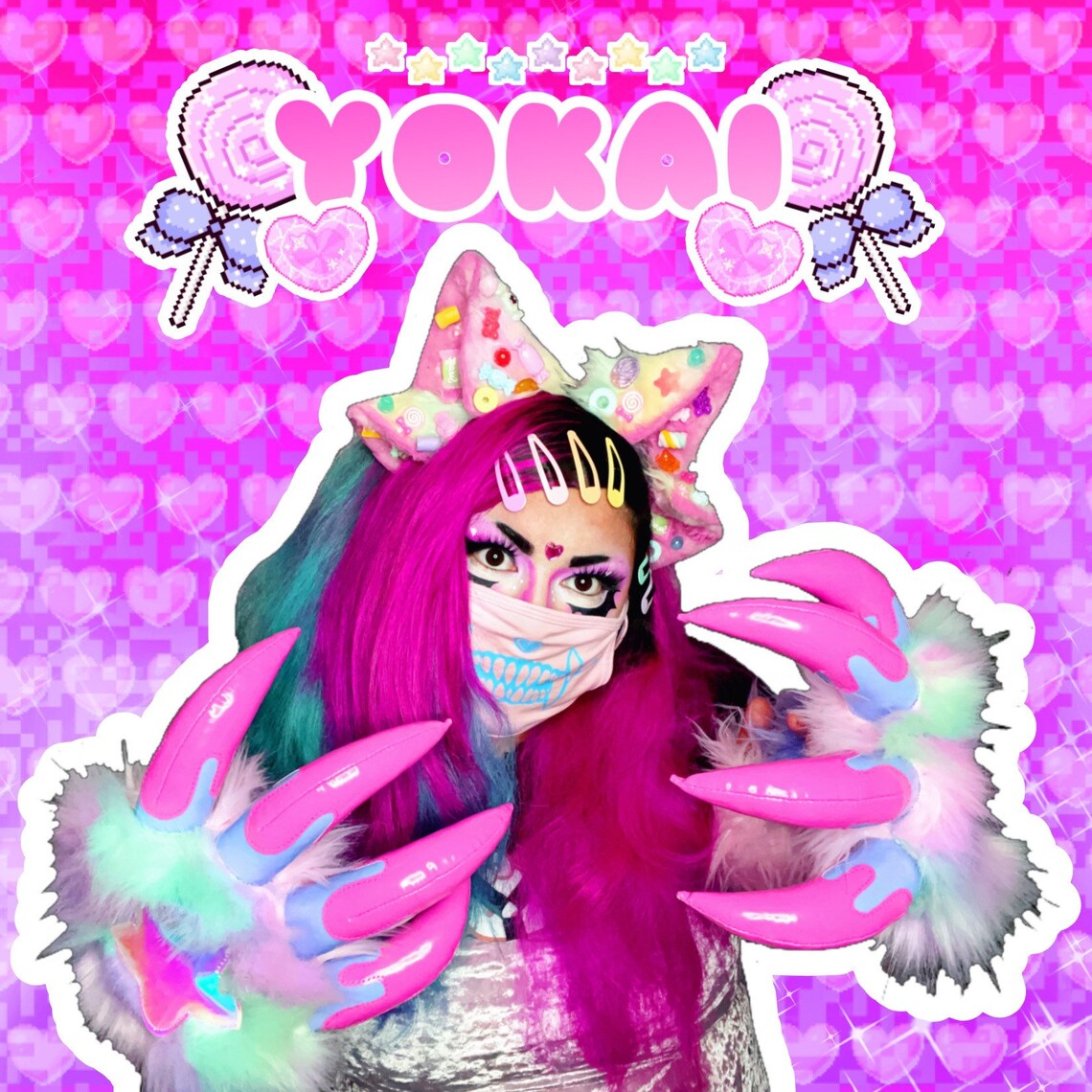 Yokai Adult Size Face Mask pink Pastel Goth Yami Kawaii - Etsy