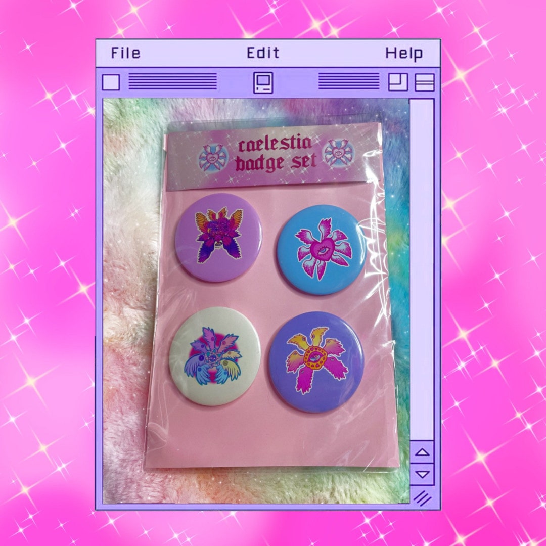 Caelestia Badge Set 4pcs Pastel Goth, Kawaii, Jfashion, Original Art ...