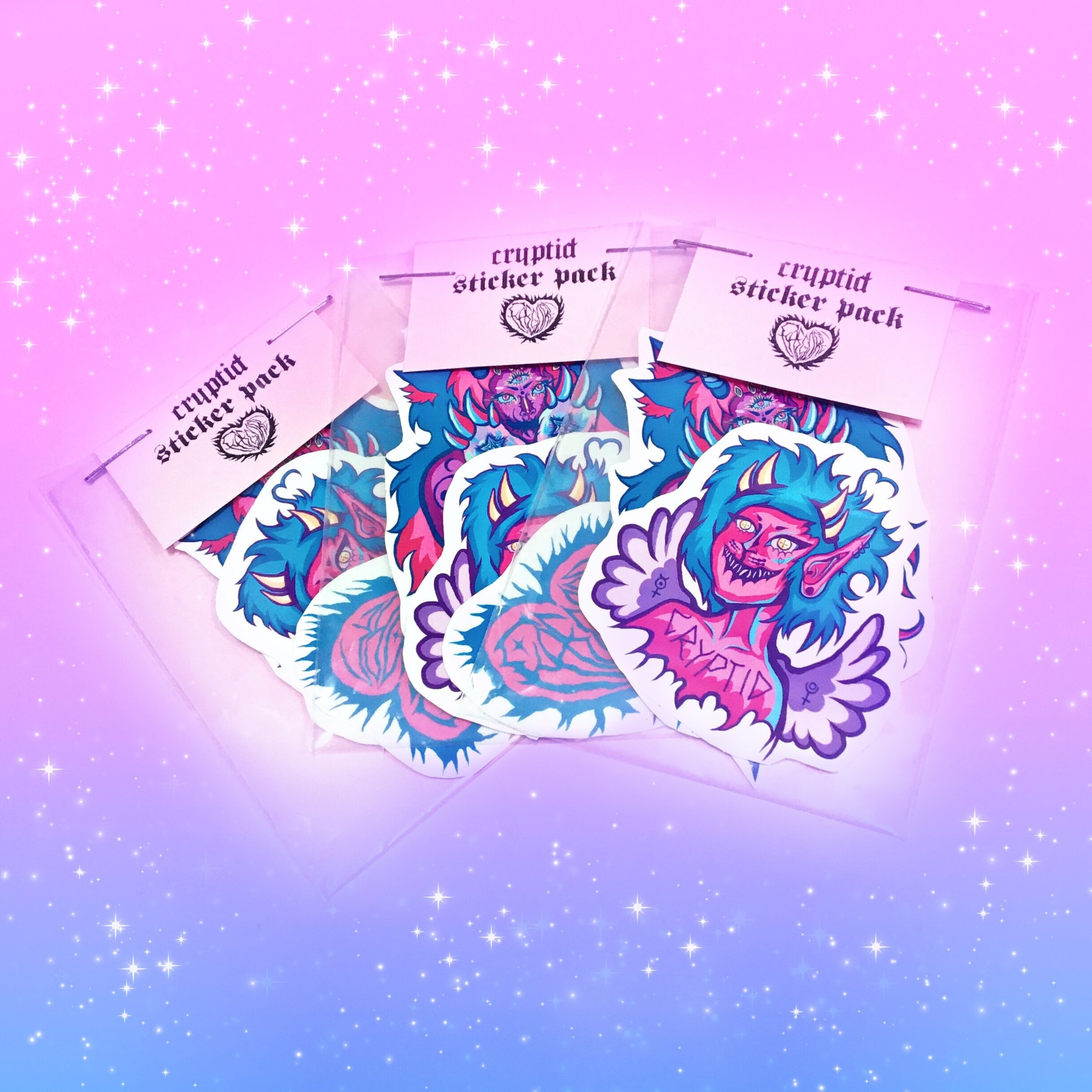 Cryptid Sticker Pack 3PCS Pastel Goth Yami Kawaii Monster Japanese ...