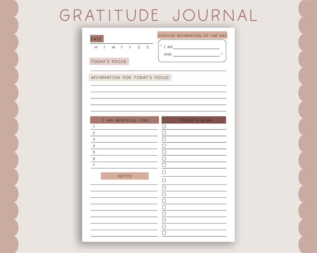 Gratitude Journal Printable Thankfulness Journal Gratitude - Etsy