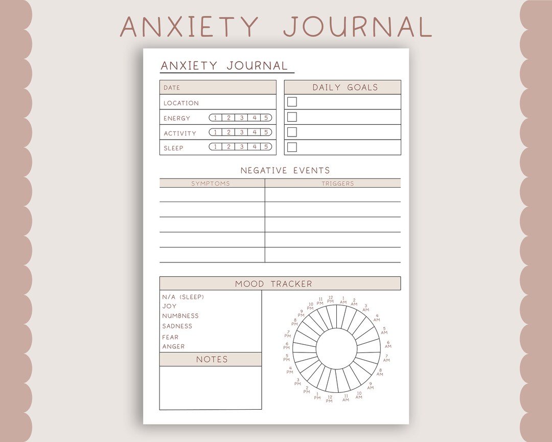 Anxiety Tracker Printable Template, Track Daily Anxiety Levels, Anxiety ...